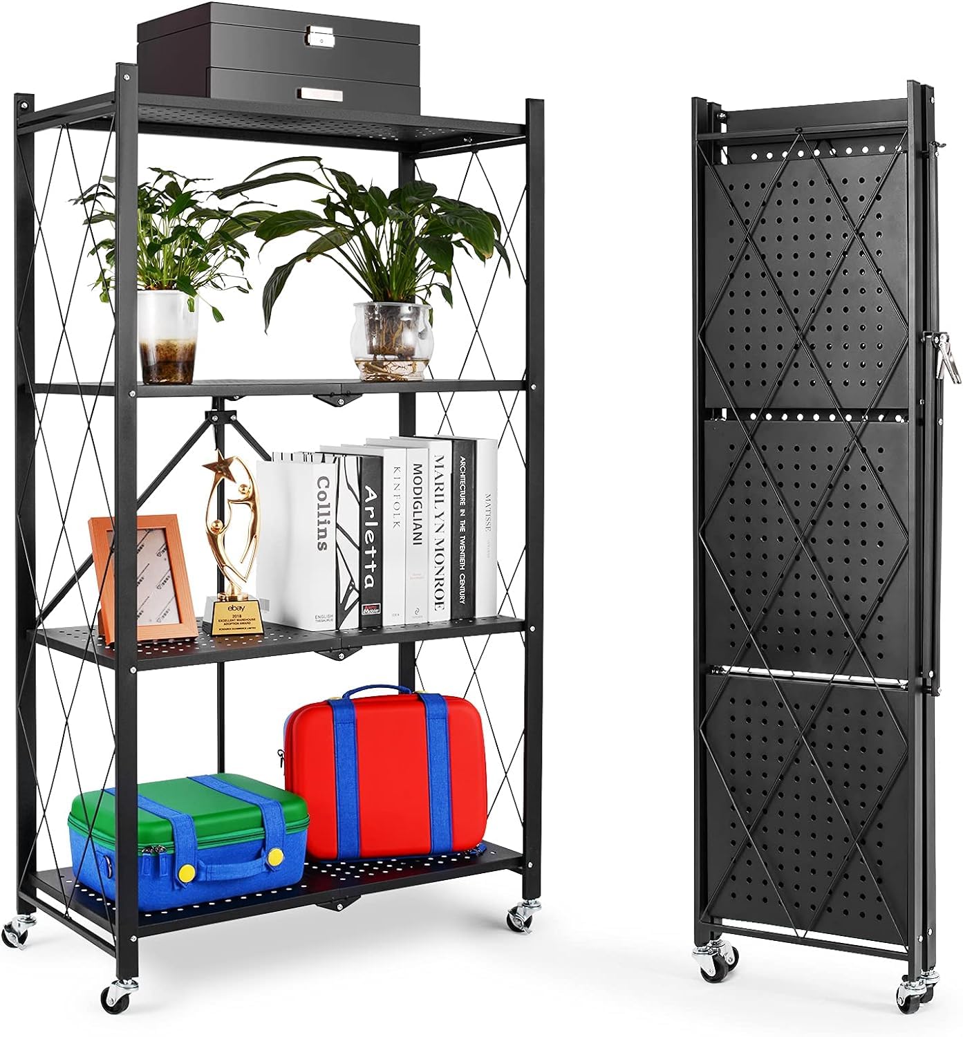 Foldable Storage Organizer 4 Tier, Storage Shelves Kitchen Cabinet ...