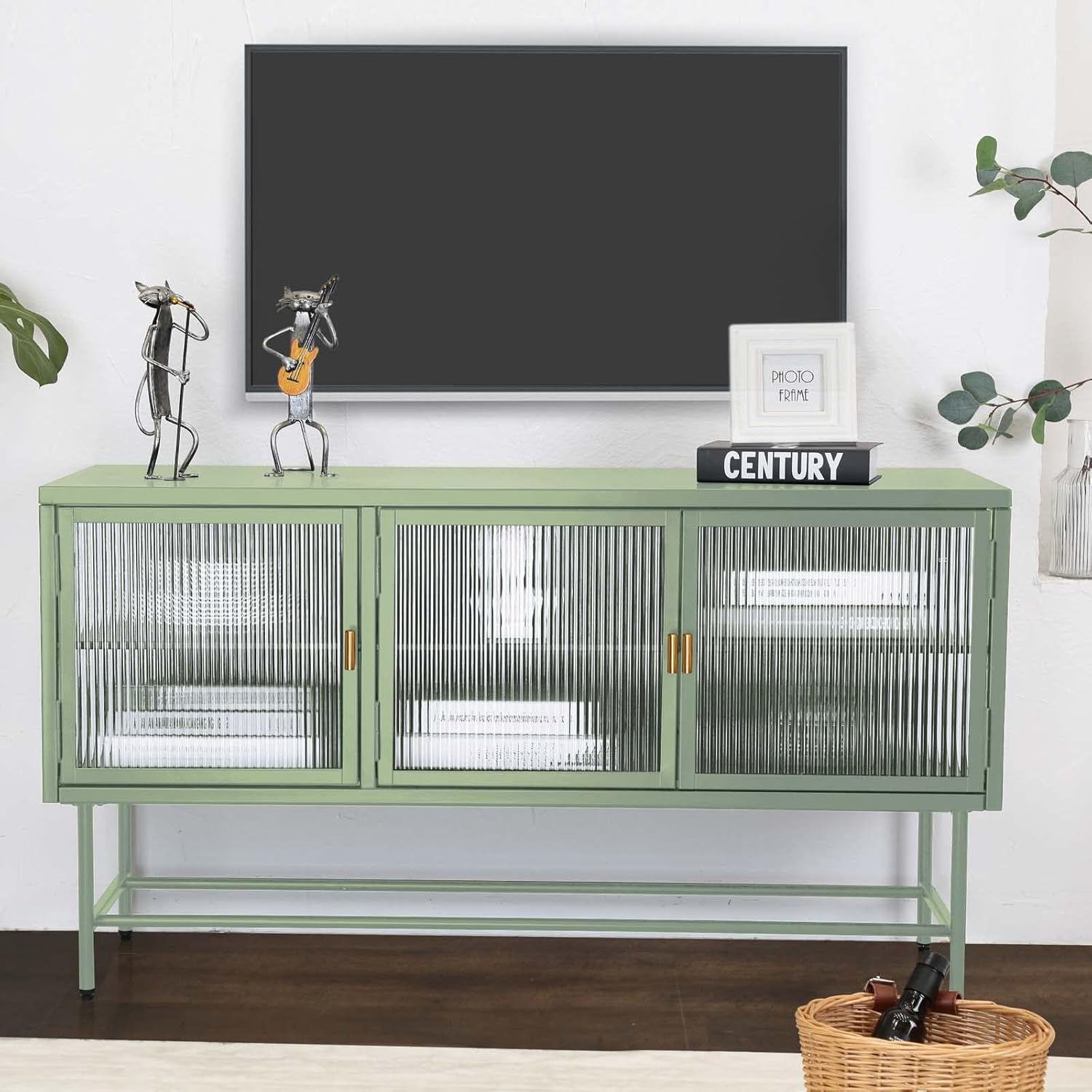 Amazon.com: TMEOSK Stylish Fluted Glass TV Stand for 32/50/55 Inch TV ...