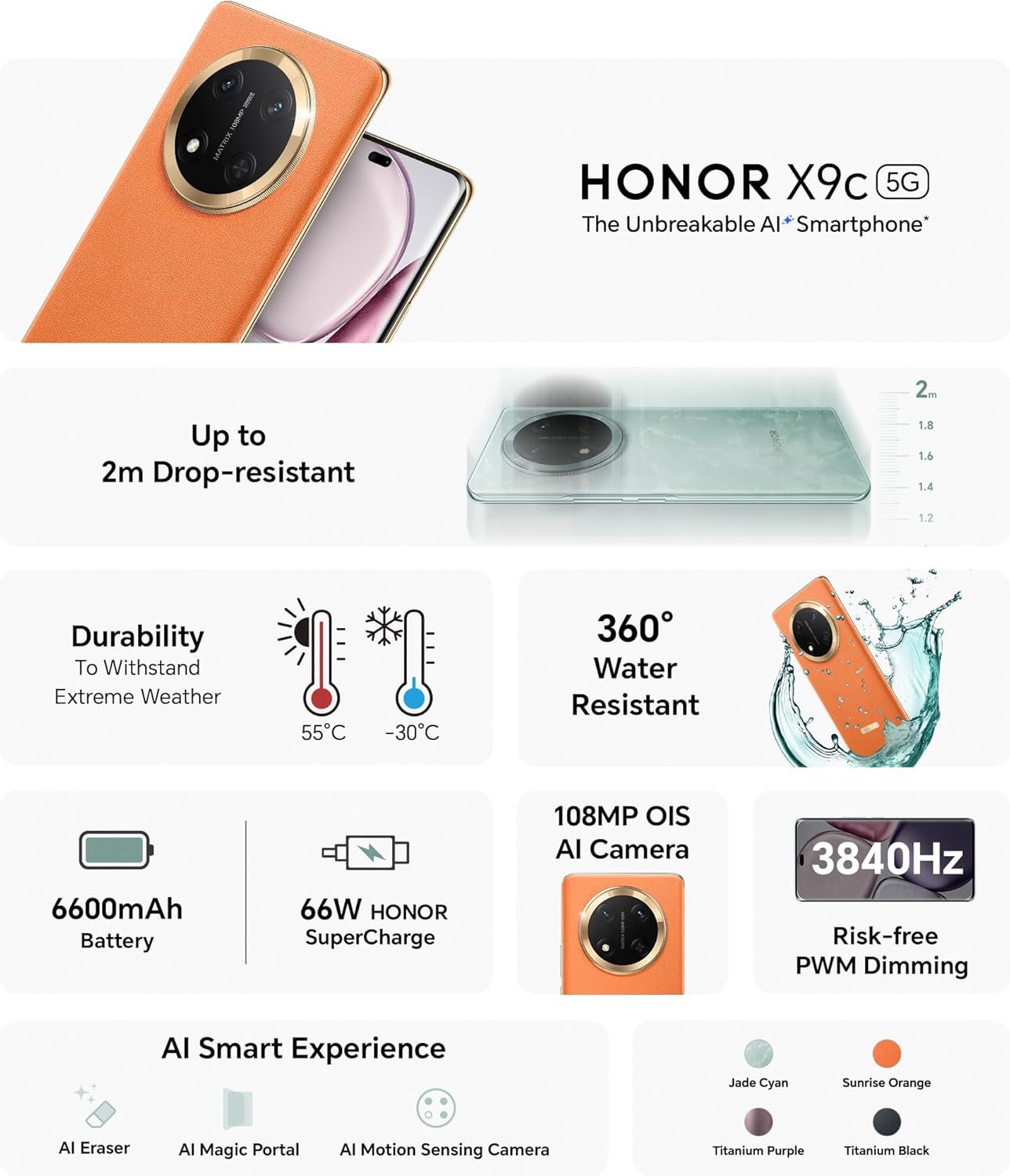 HONOR X9c 5G 12GB RAM 256GB Dual SIM Sunrise Orange With Free Gifts ...
