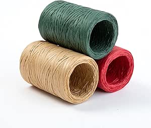 Amazon.com: Jocomoni 3 Roll Raffia Ribbon 984ft Raffia Paper Ribbon Red ...