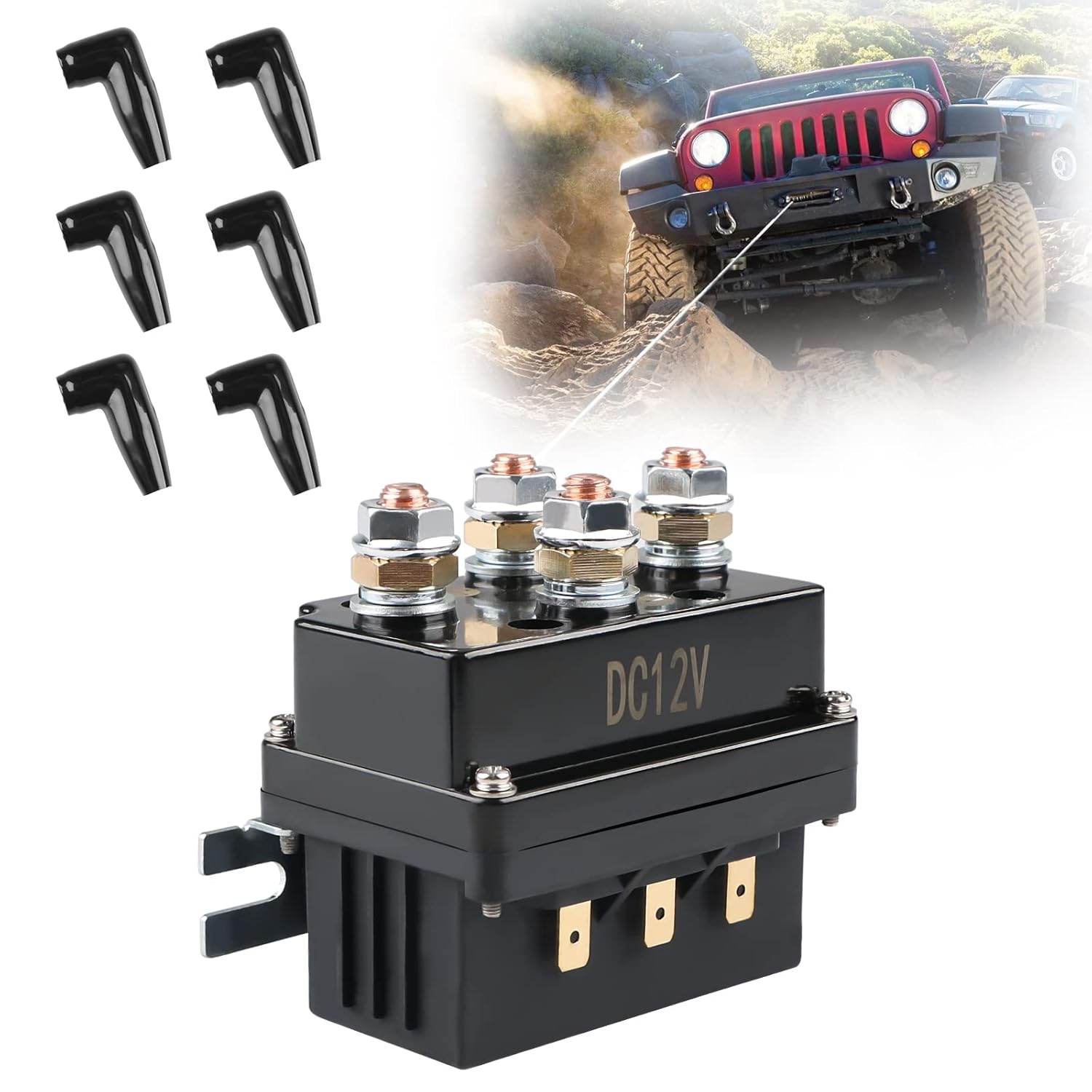 Amazon.com: WATERWICH 12V 500A Winch Relay Solenoid Contactor with 6 ...