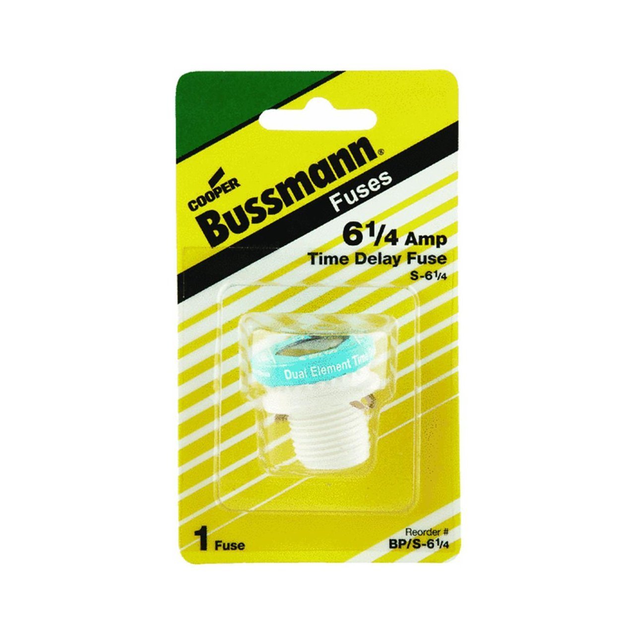 Bussmann S-6-1/4 6-1/4 Amp Type S Time-Delay Dual-Element Plug Fuse ...