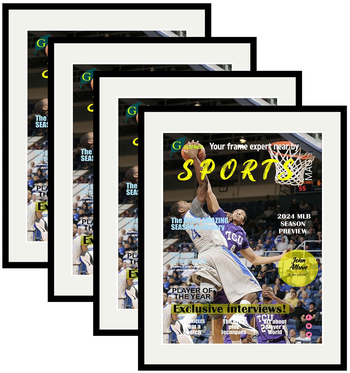 Amazon.com - Goldfinch 4 Packs Sports Magazine Frames Displays ...