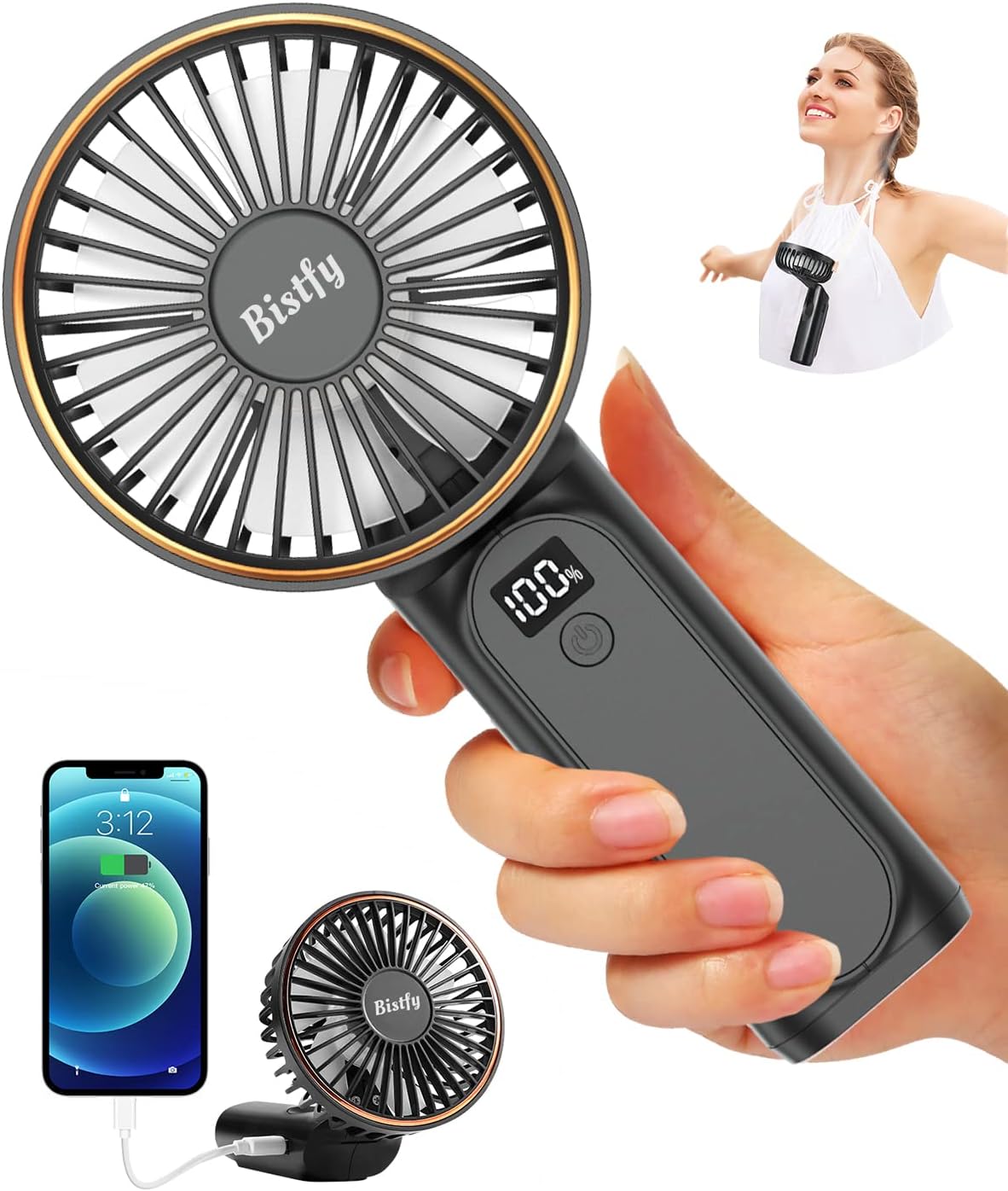 Portable Handheld Fan with Detachable Design - 10400mAh Battery ...