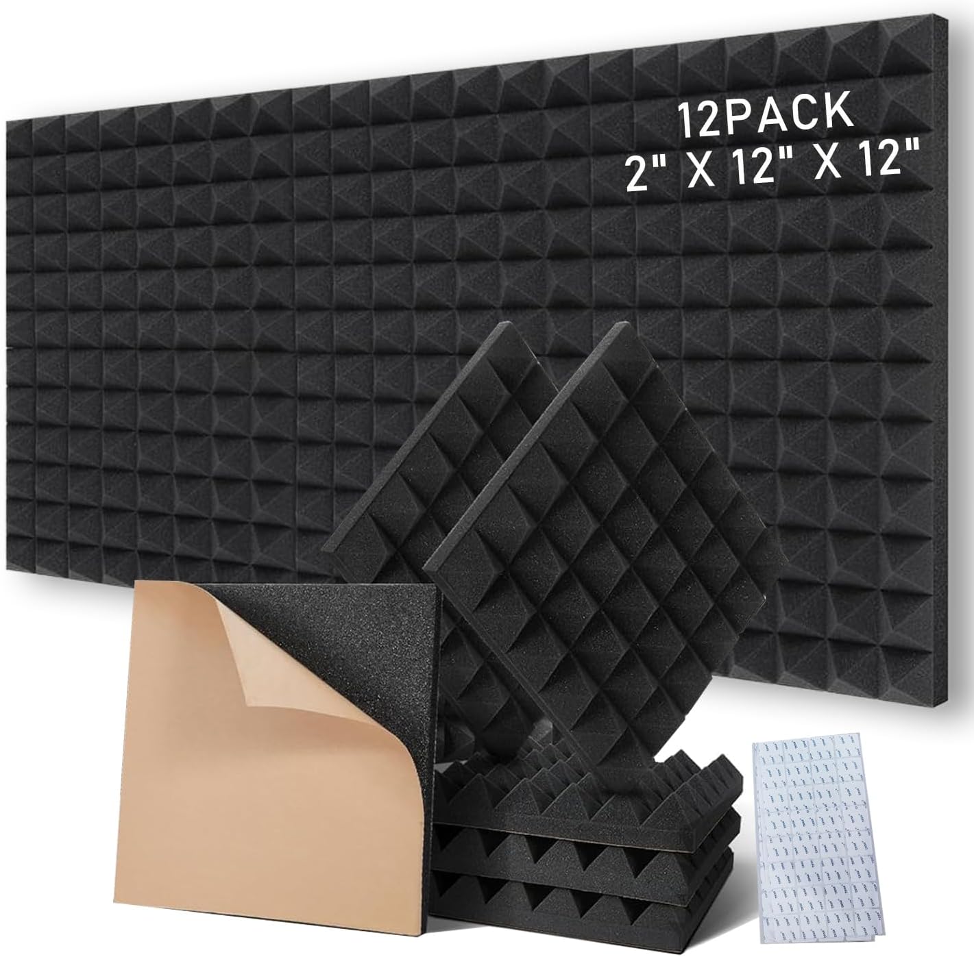 Amazon.com: 12 Pack 12 x 12 x 2 Inches Pyramid Designed Acoustic Foam ...