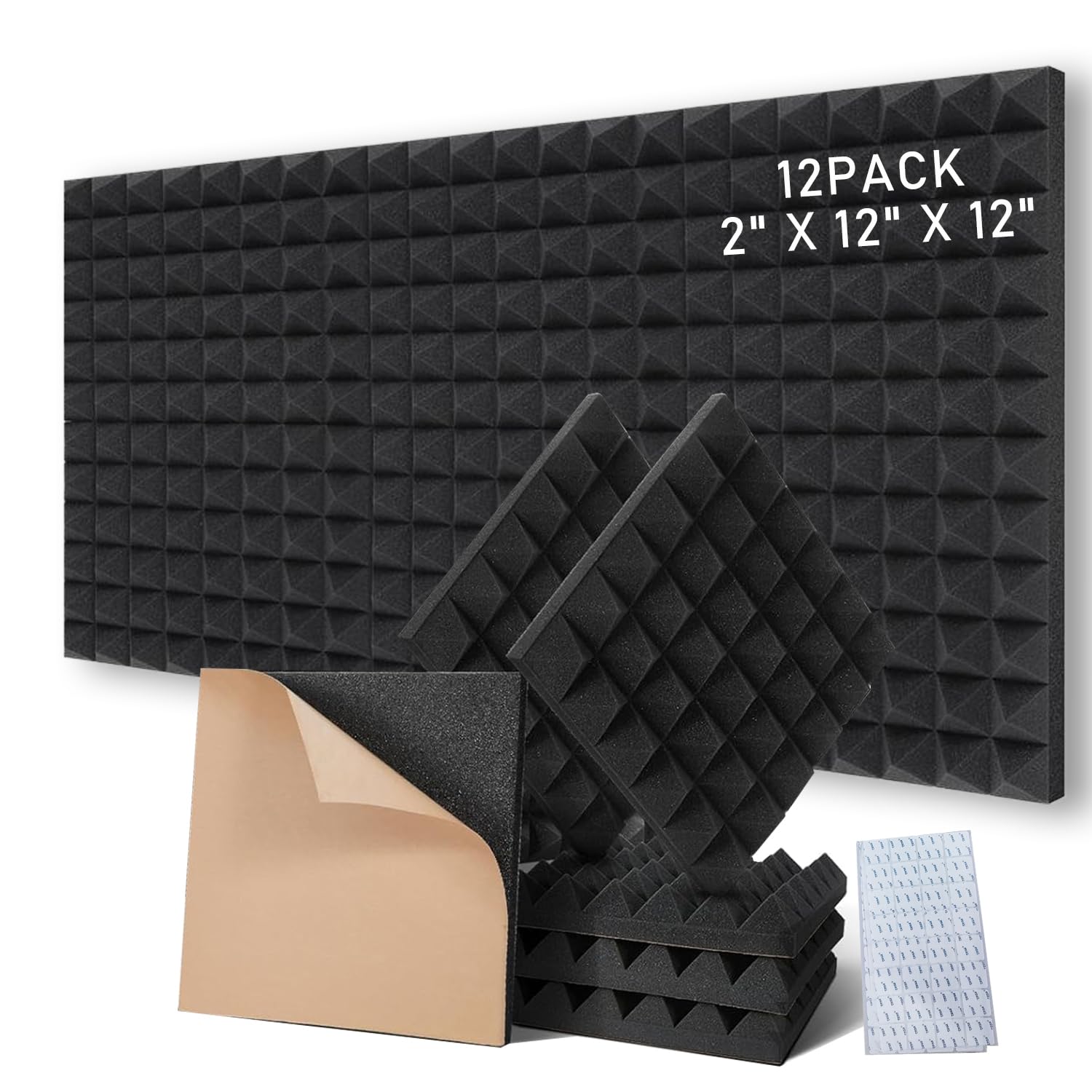 Amazon.com: 12 Pack 12 x 12 x 2 Inches Pyramid Designed Acoustic Foam ...