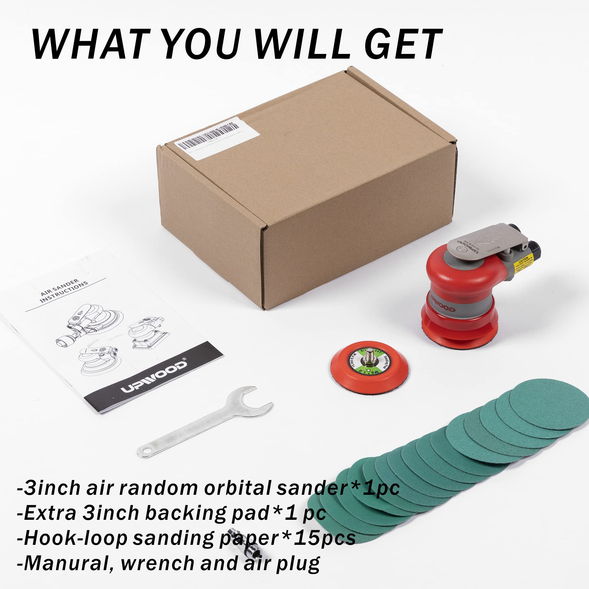 Pneumatic random orbital sander 3-inch light weight palm sander 3/32 ...