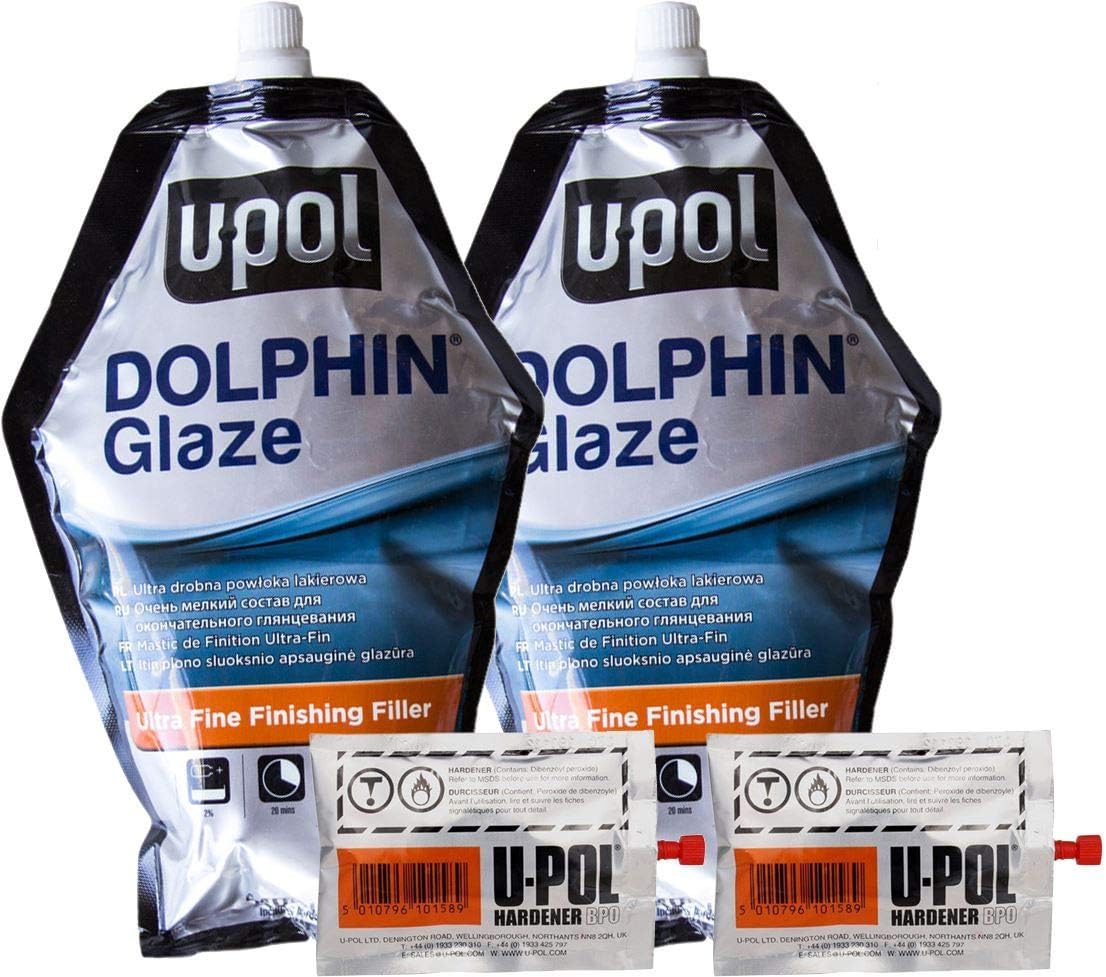 U-POL BAGDOL x 2 Dolphin Glaze Brushable Stopper Putty Hardener Self ...