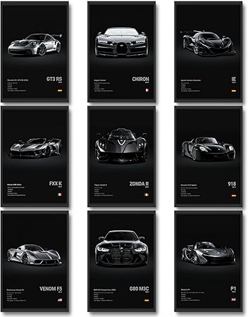 Amazon.com: dazongweihan 9pcs Super Car Posters for Boys Room, Racing ...
