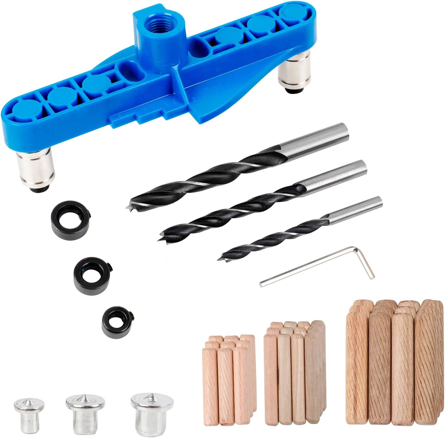 Handheld Dowel jig kit 2 in 1 Center Scriber Line doweling Hole jig with Wood Dowels Pins Drill ...