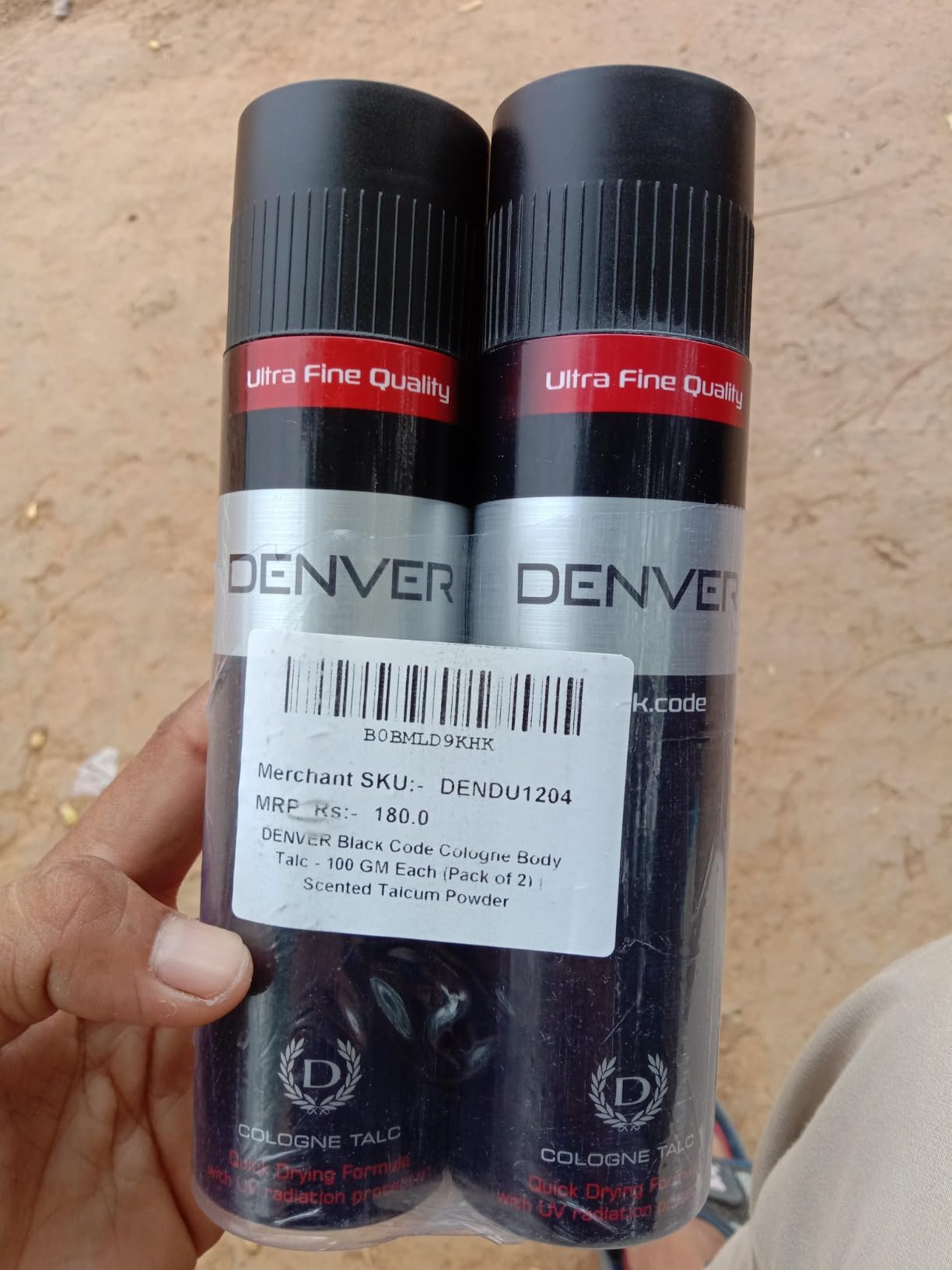 DENVER Black Code Cologne Body Talc - 100 GM Each (Pack of 2) | Scented ...