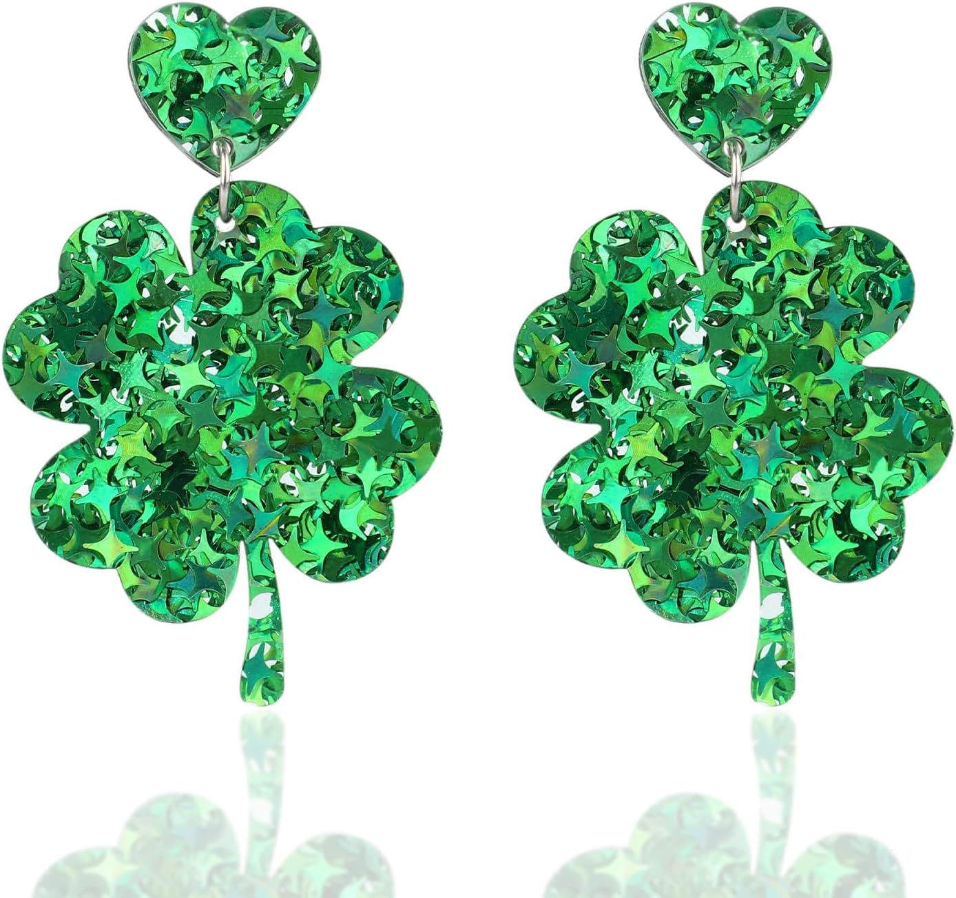 Amazon.com: St. Patrick's Day Earrings, Shiny Shamrock Earrings Acrylic ...