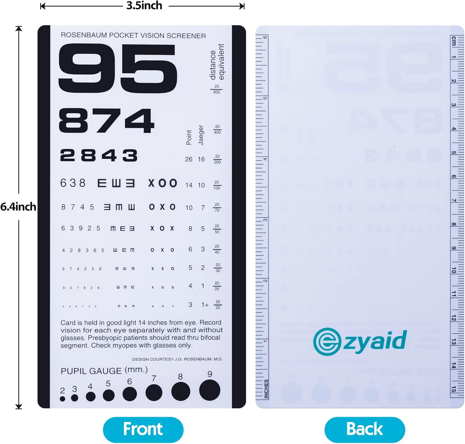 Rosenbaum Pocket Eye Chart with PD Ruler and Eye Thailand | Ubuy
