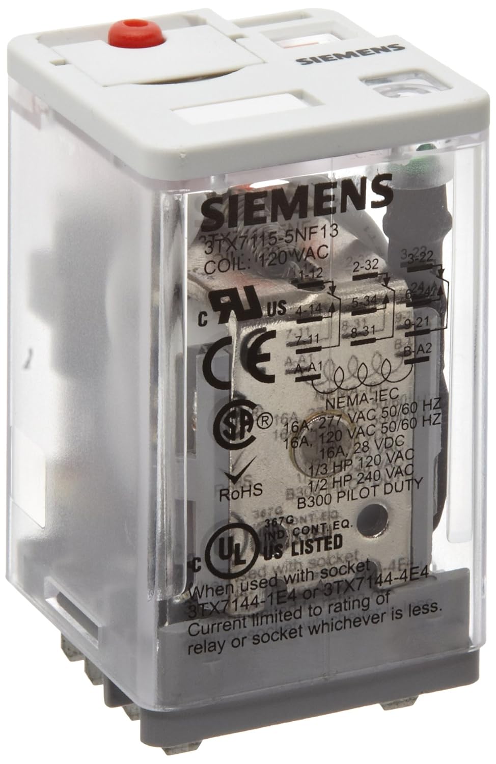 Amazon.com: Premium Plug in Relay, Square Base, Mechanical Flag, Push ...