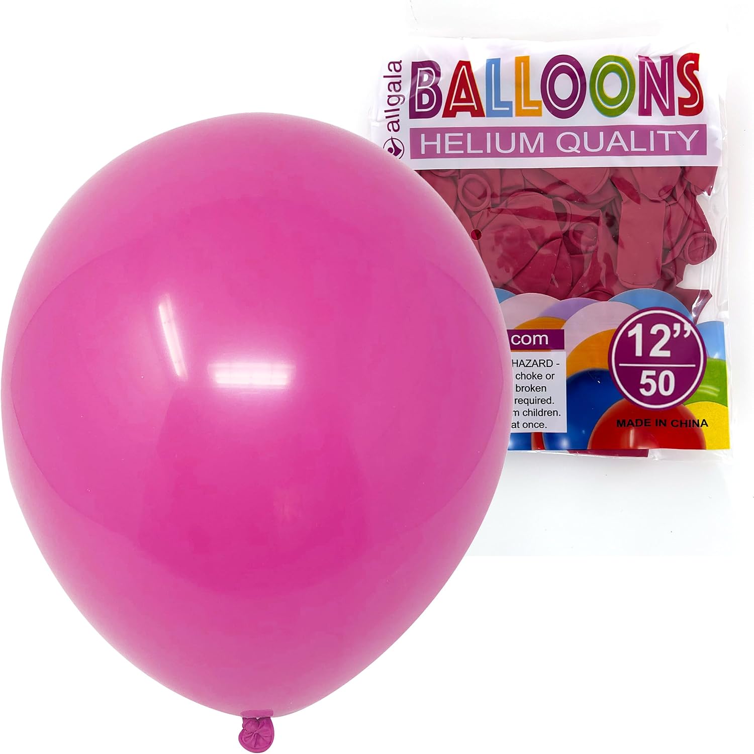 Amazon.com: Allgala Fuchsia Balloons 50 Pack 12 Inch Helium Grade Latex ...