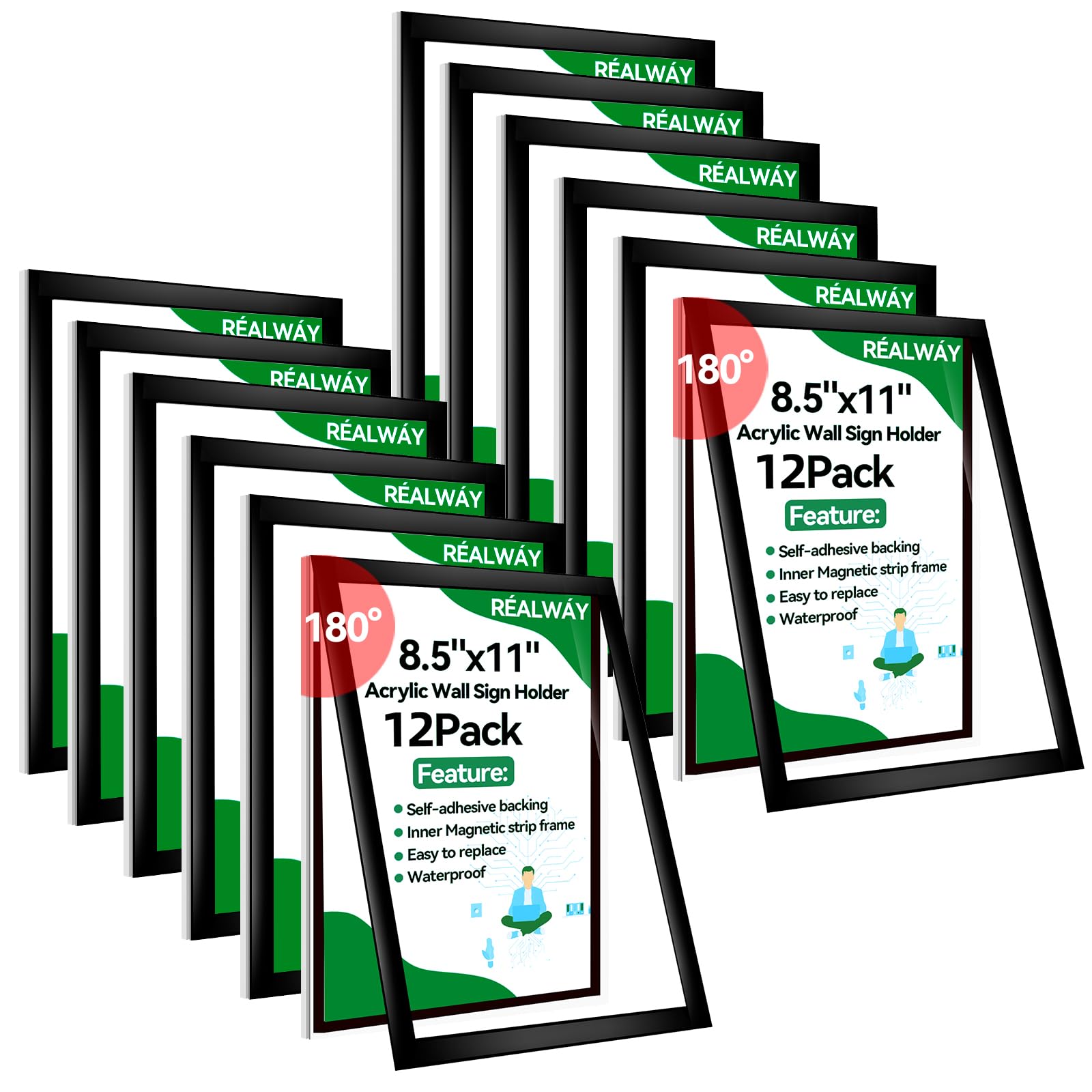 Amazon.com : RÉΑLWÁY 8.5" x 11" Acrylic Sign Holder Wall Mount, Acrylic ...