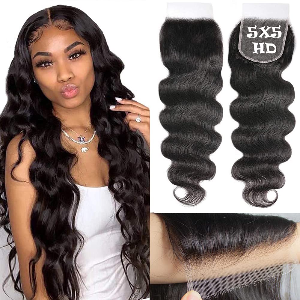 Amazon.com : Forawme 5X5 Pre Plucked Invisible Swiss Lace Closure For ...