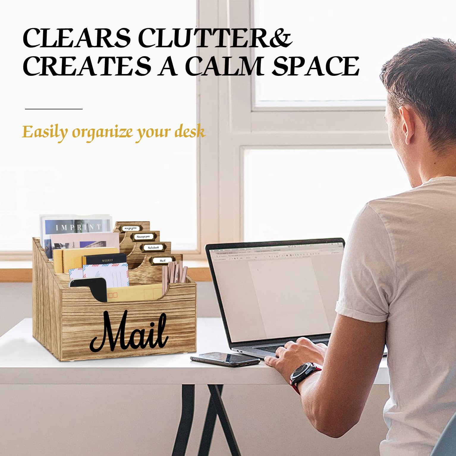 Snapklik.com : Rustic Mail Organizer Letter Sorter For Counter, Mail ...