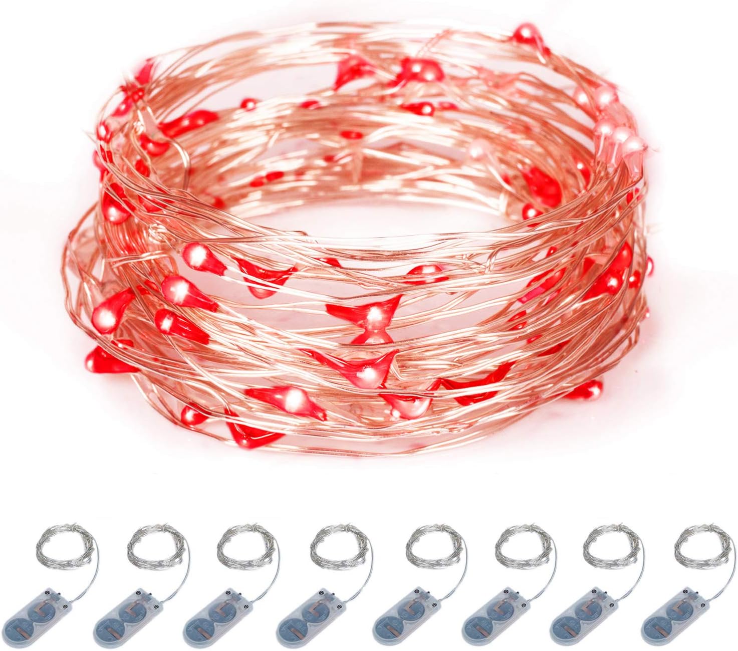 Amazon.com: ITART Micro LED String Lights Battery Powered 8 Pack Red ...