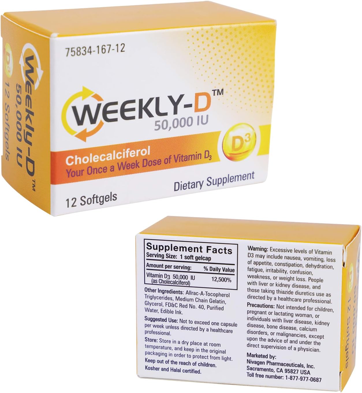 Weekly-D 50,000 IU Vitamin D3 Softgels - 12 Nepal | Ubuy
