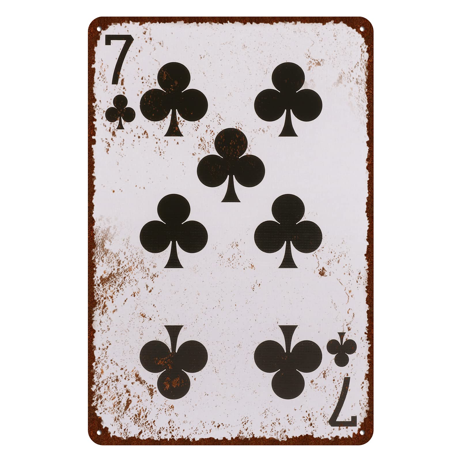 CLCDWG Vintage Poker Tin Sign, The Seven of Club Metal Tin Sign, Man ...