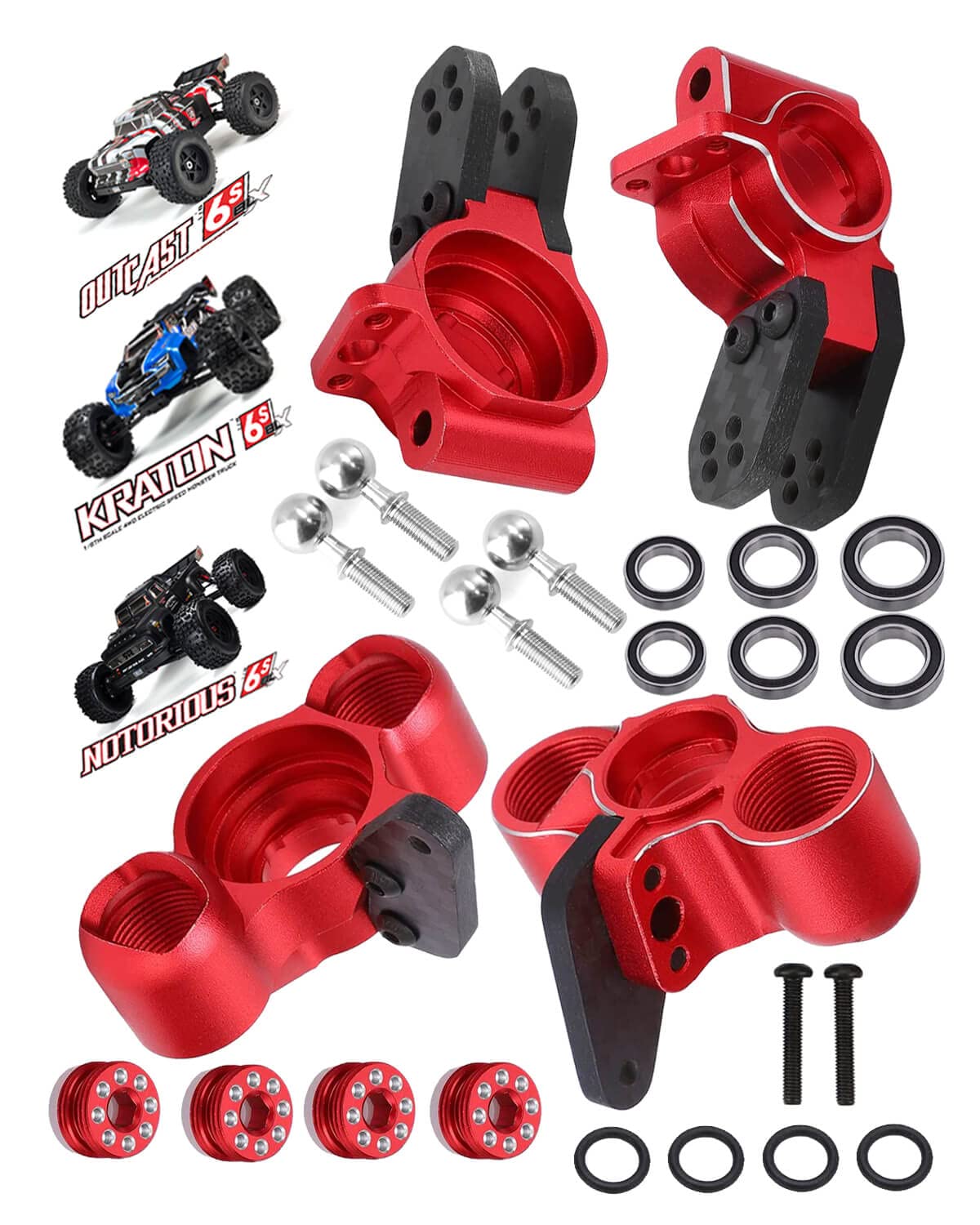 Amazon.com: RCMYou Front Knuckles Steering Blocks & Rear Hub Stub Axle ...