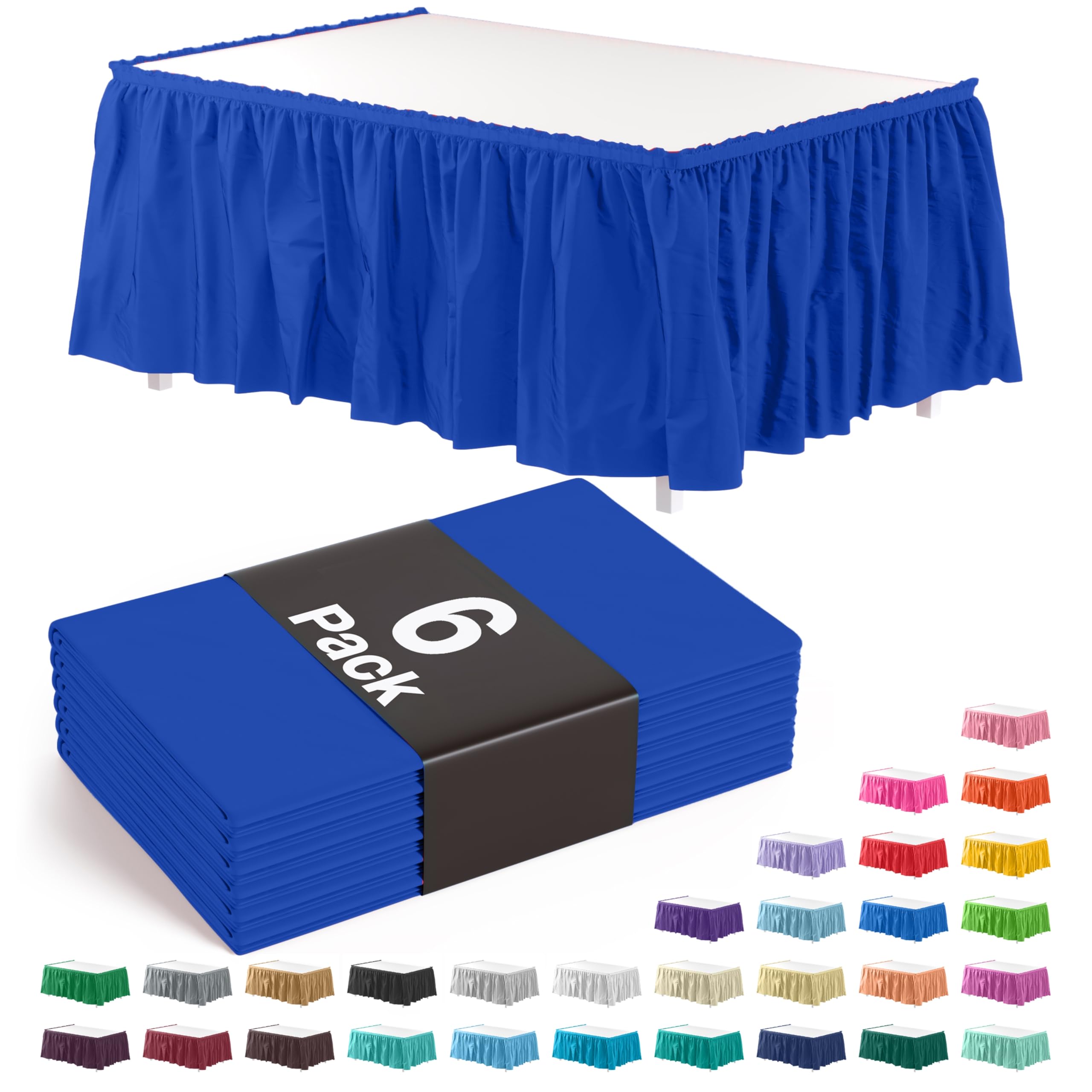 Snapklik.com : Exquisite Ruffle Table Skirt Dark Blue 6 Pack 14 Ft Long ...
