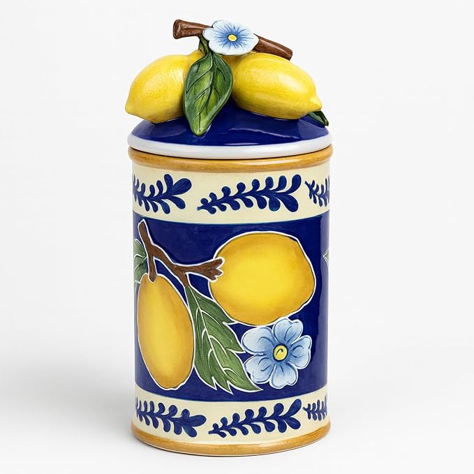 Amazon.com: Blue Sky Ceramic 17499 Lemon Canister, Small, Multicolor ...