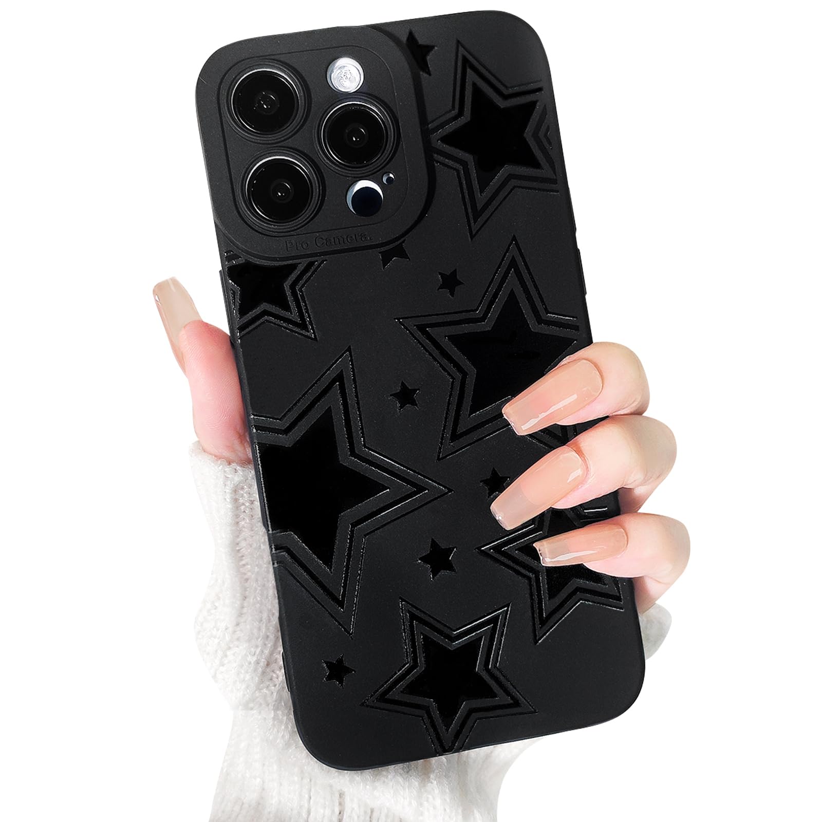 Amazon.com: Lovmooful Compatible for iPhone 16 Pro Max Case Cute Cool Star Black Design for ...