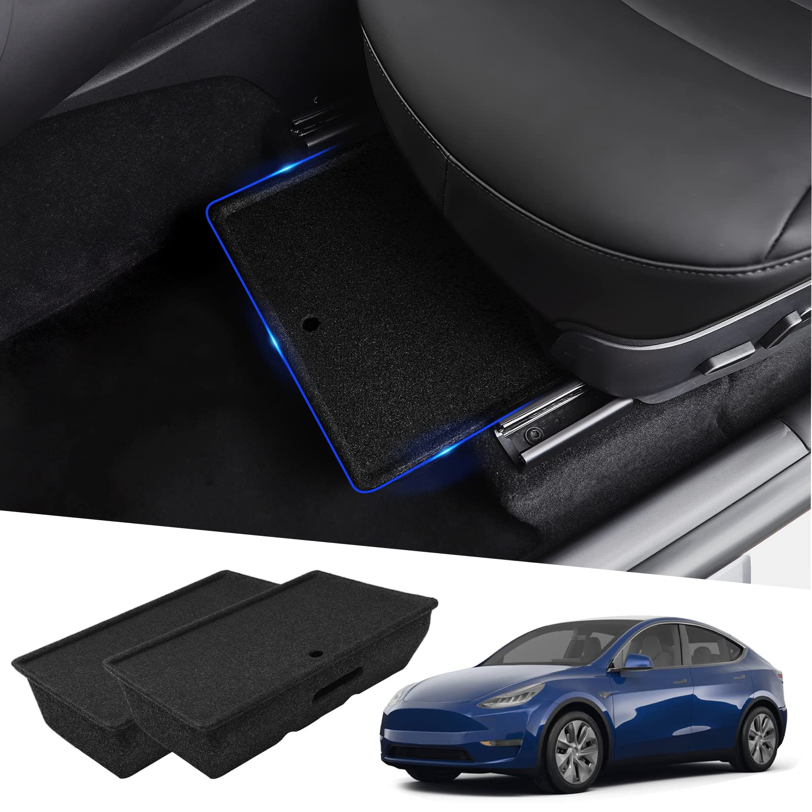 Buy Octomo Storage Box for Tesla Model Y Accessories - 2 PC Under Seat ...