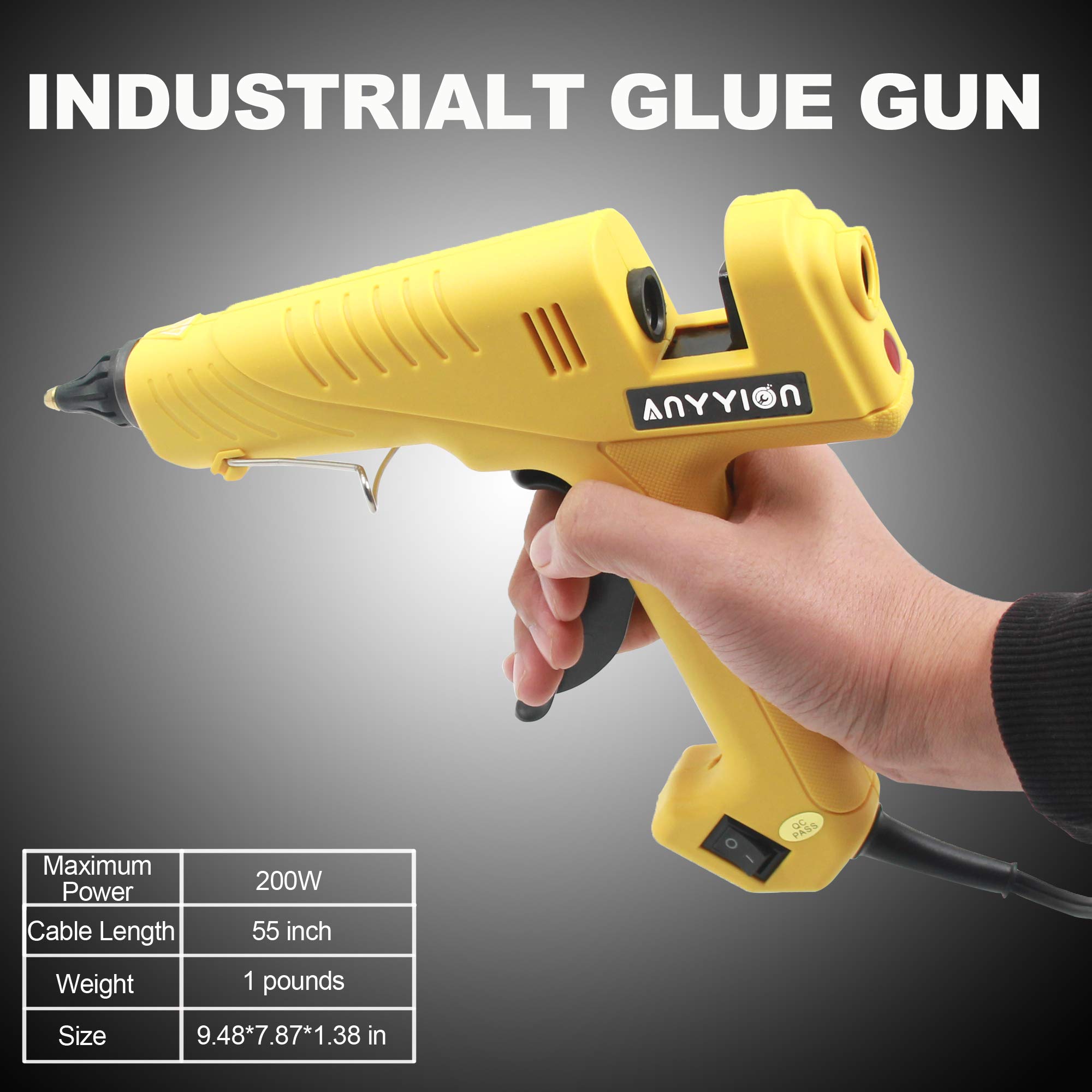 Snapklik.com : Anyyion 200W Industrialt Glue Gun High-Output Hot Melt ...