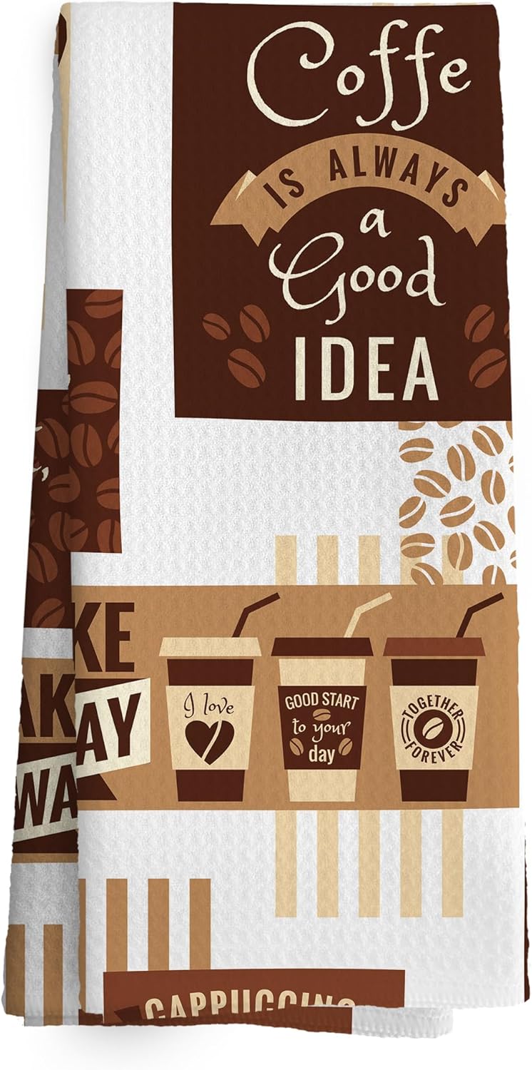 Amazon.com: TAEDIN Coffee Kitchen Towels Dish Towel Dishcloth 16x24 ...