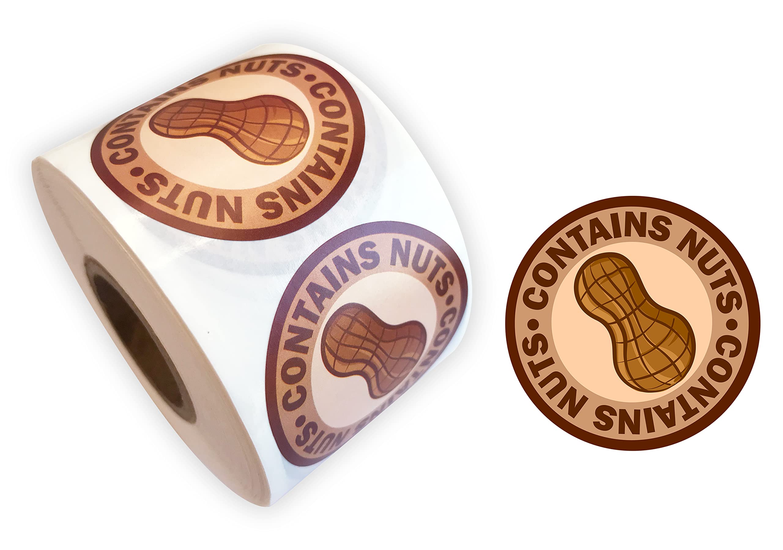 Amazon.com: Contains Nuts Stickers Brown Labels 3.81cm 1.5 Inches Round ...