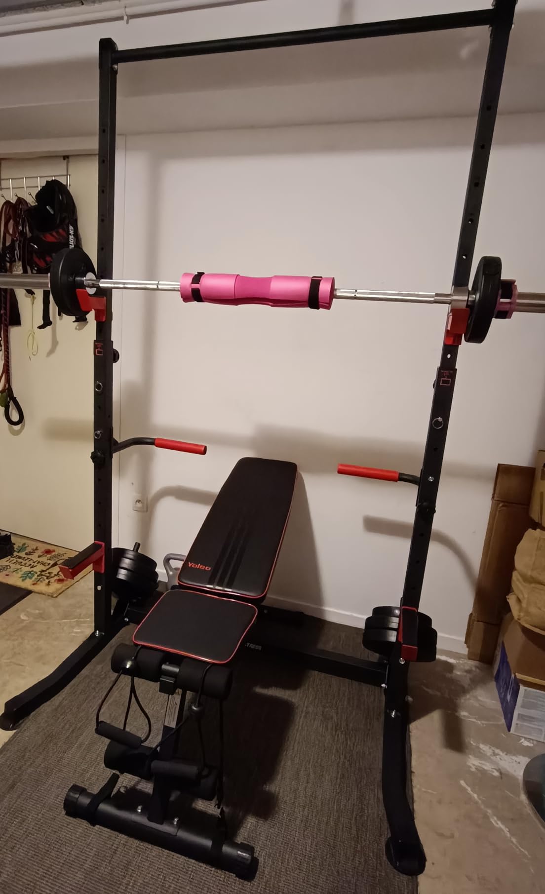 Squat Rack v2/Barre de Traction Ajustable/Barre Fixe/Developper couché ...
