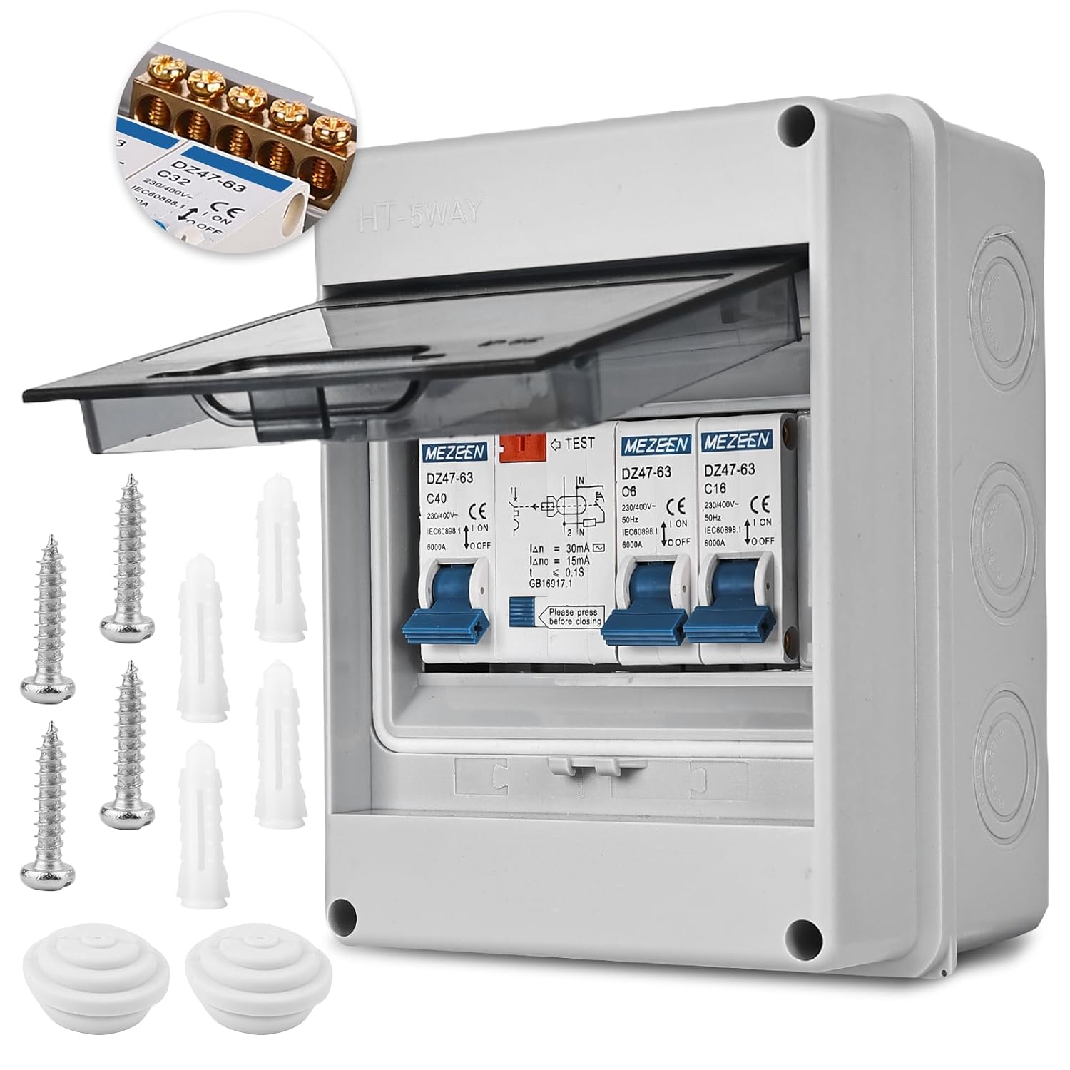 Pritok 2-Way Consumer Unit with Assembly Tool - IP65 Waterproof Plastic ...