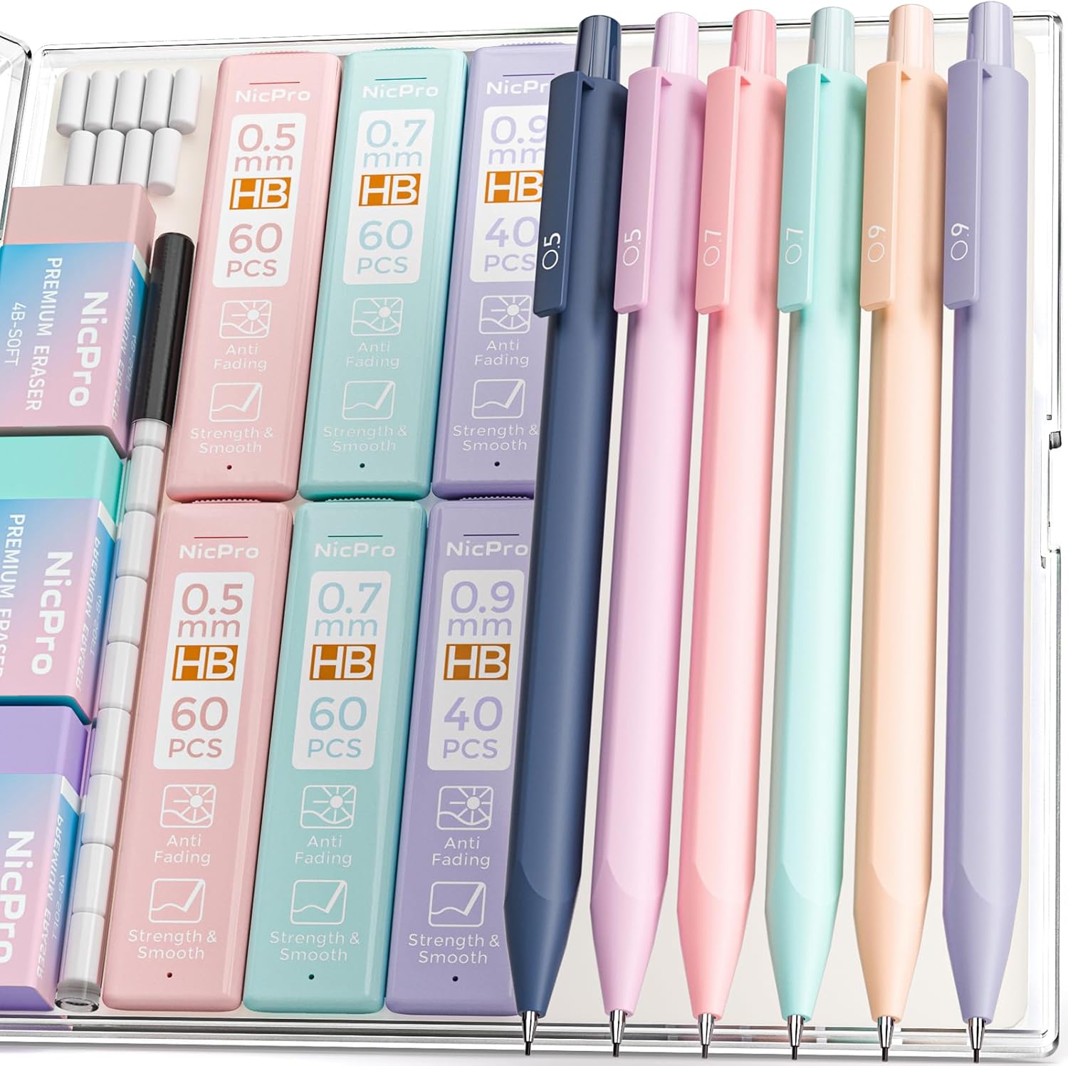 Amazon.com : Nicpro 6PCS Pastel Mechanical Pencil Set 6 Pack Multicolor ...