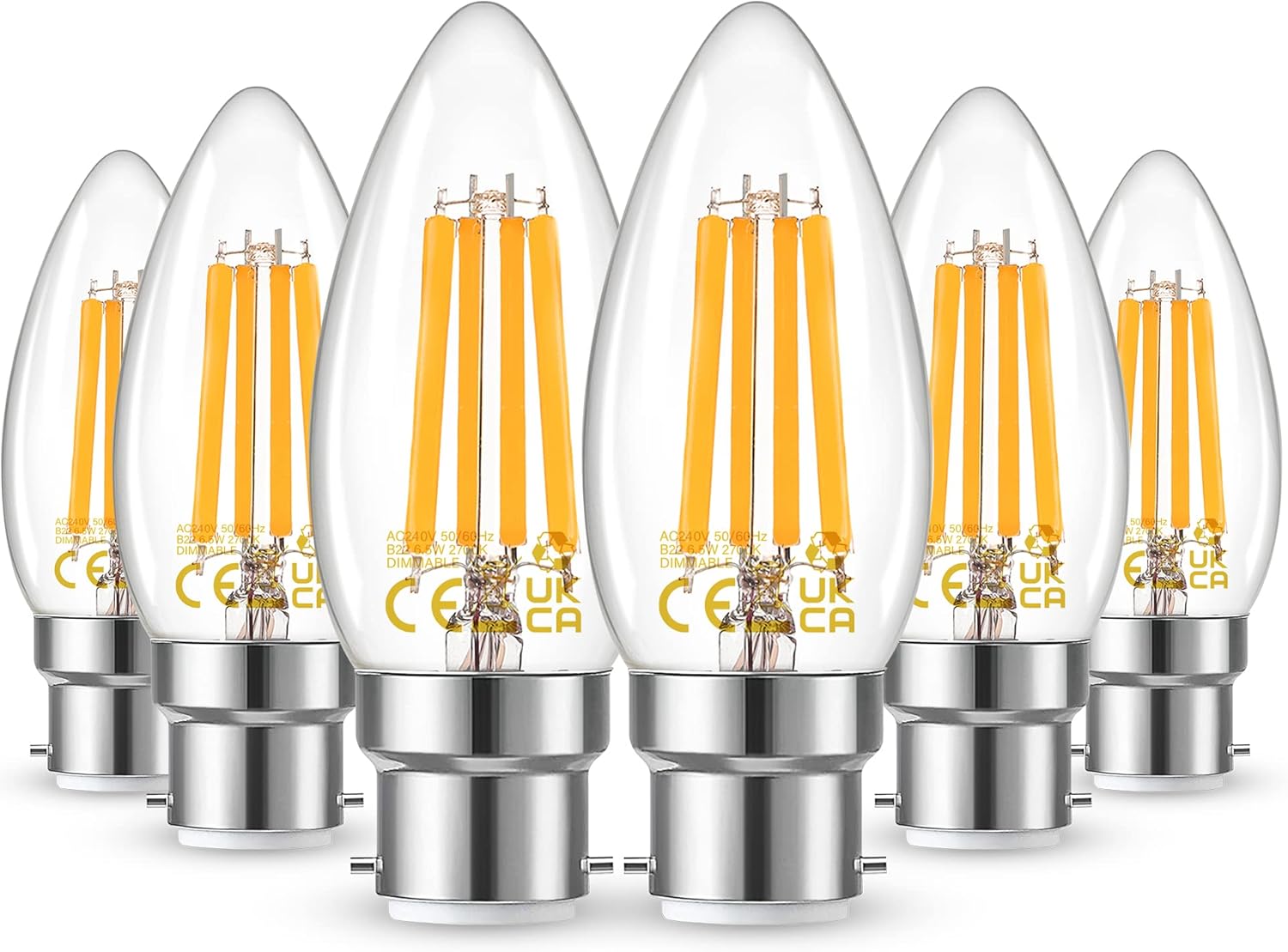 Dimmable B22 Bayonet Cap Light Bulbs, B22 Led Candle Bulb Warm White ...