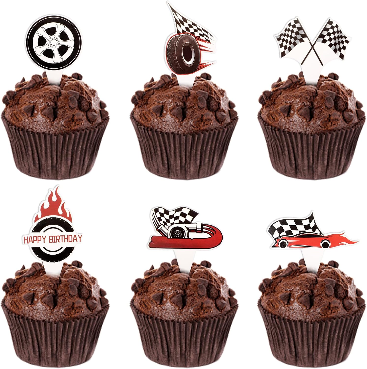 Amazon.com: 24 PCS Race Car Cupcake Toppers Cars Cupcake Toppers Race ...