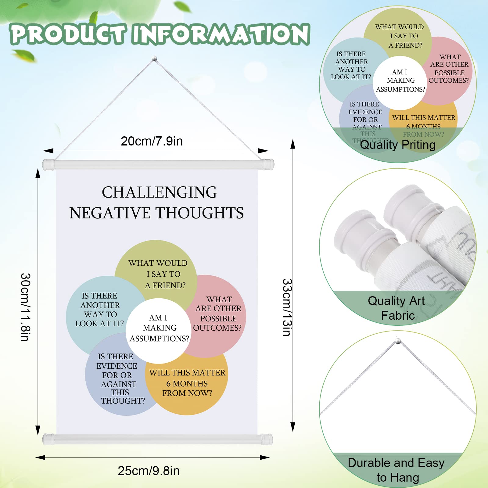 Snapklik.com : 3 Pcs Challenging Negative Thoughts Therapy Office Decor ...