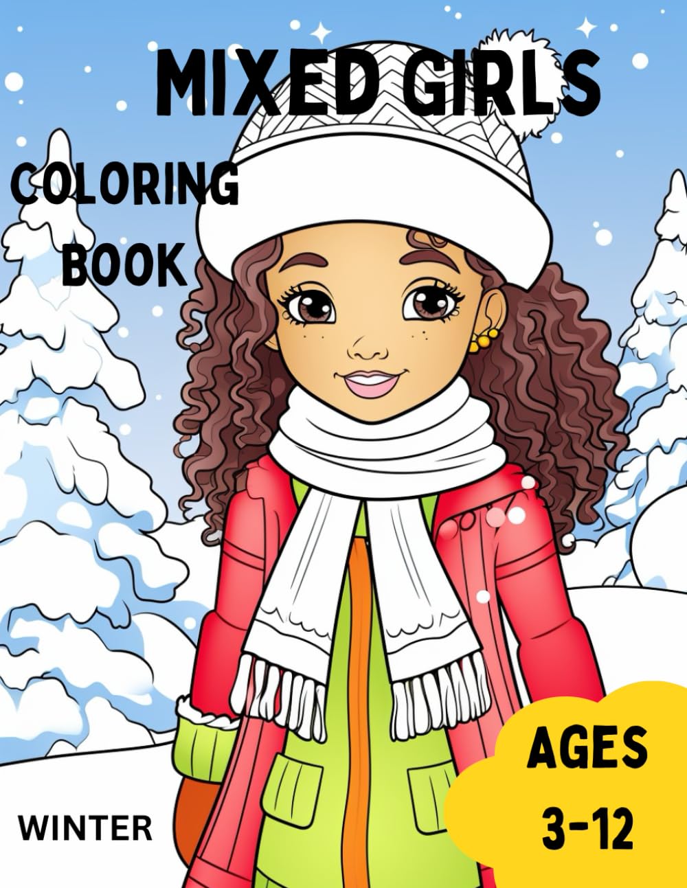 Mixed Girl Coloring Book - Biracial Children: Coloring book featuring ...