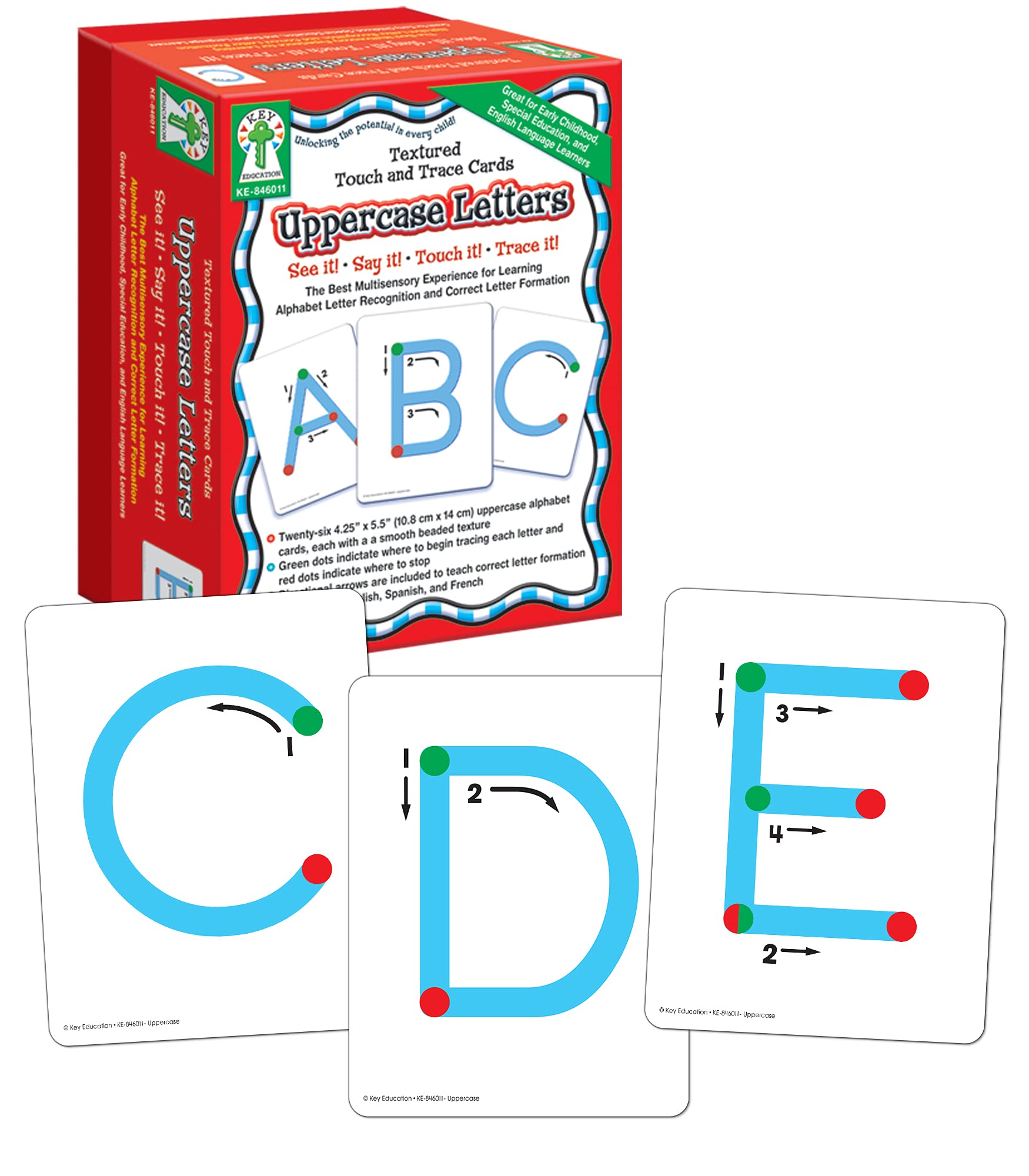 Buy Key Education Uppercase Letters: Textured Touch and Trace Cards ...