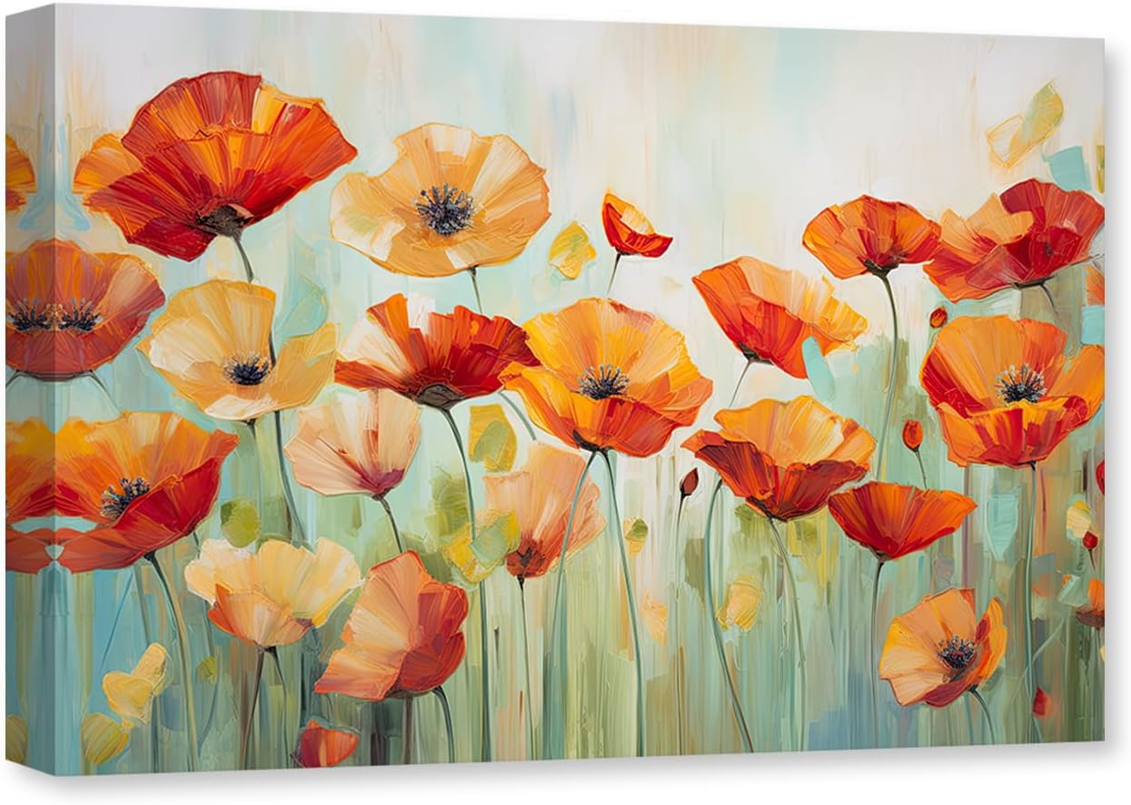 Amazon.com: CCWACPP Poppy Flower Canvas Wall Art Red Poppies Painting ...