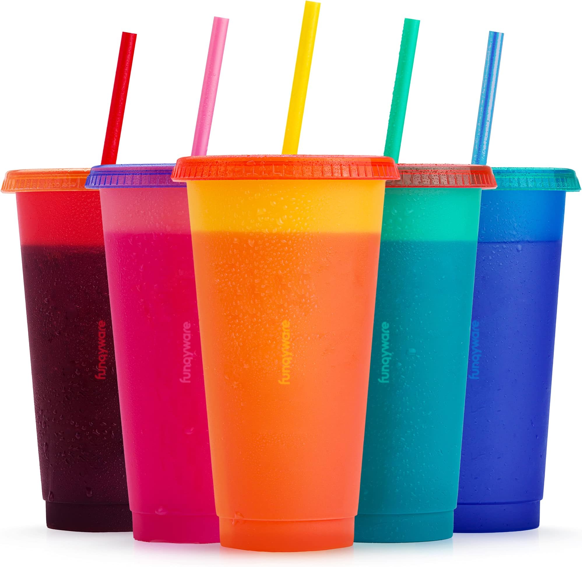 Amazon.com | Reusable Plastic Tumblers with Lids & Straws - 9 Pcs 24oz ...