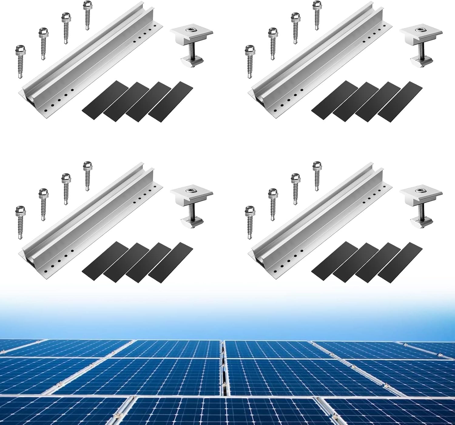 Anbte Solar Panel Mounting Bracket, 4Pcs 300mm/11.81in Aluminum Short ...