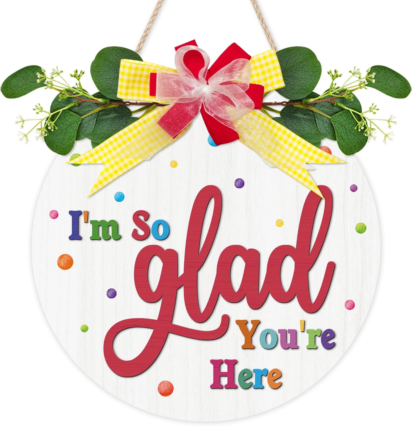 Amazon.com: CHDITB Colorful 3D I'm So Glad You're Here Door Sign(12"x12 ...