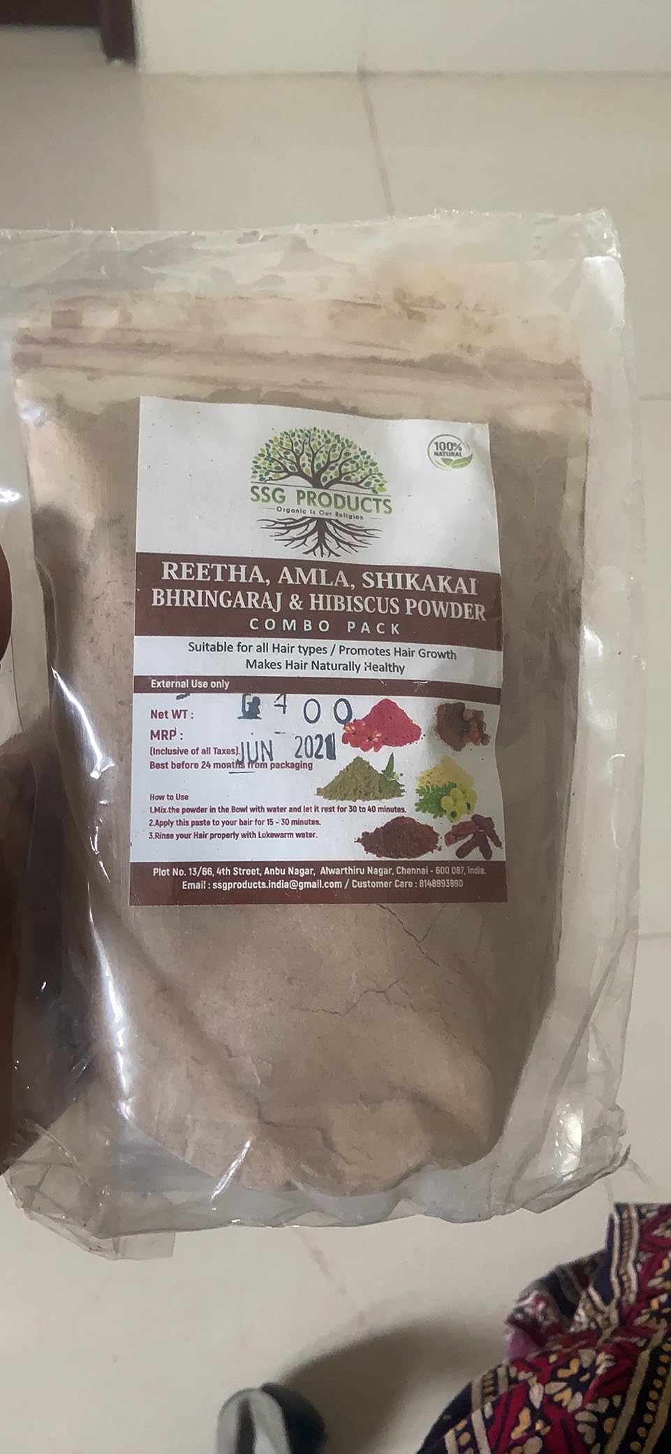 SSG PRODUCTS Amla, Reetha, Shikakai, Bhringaraj & Hibiscus Powder 200 ...