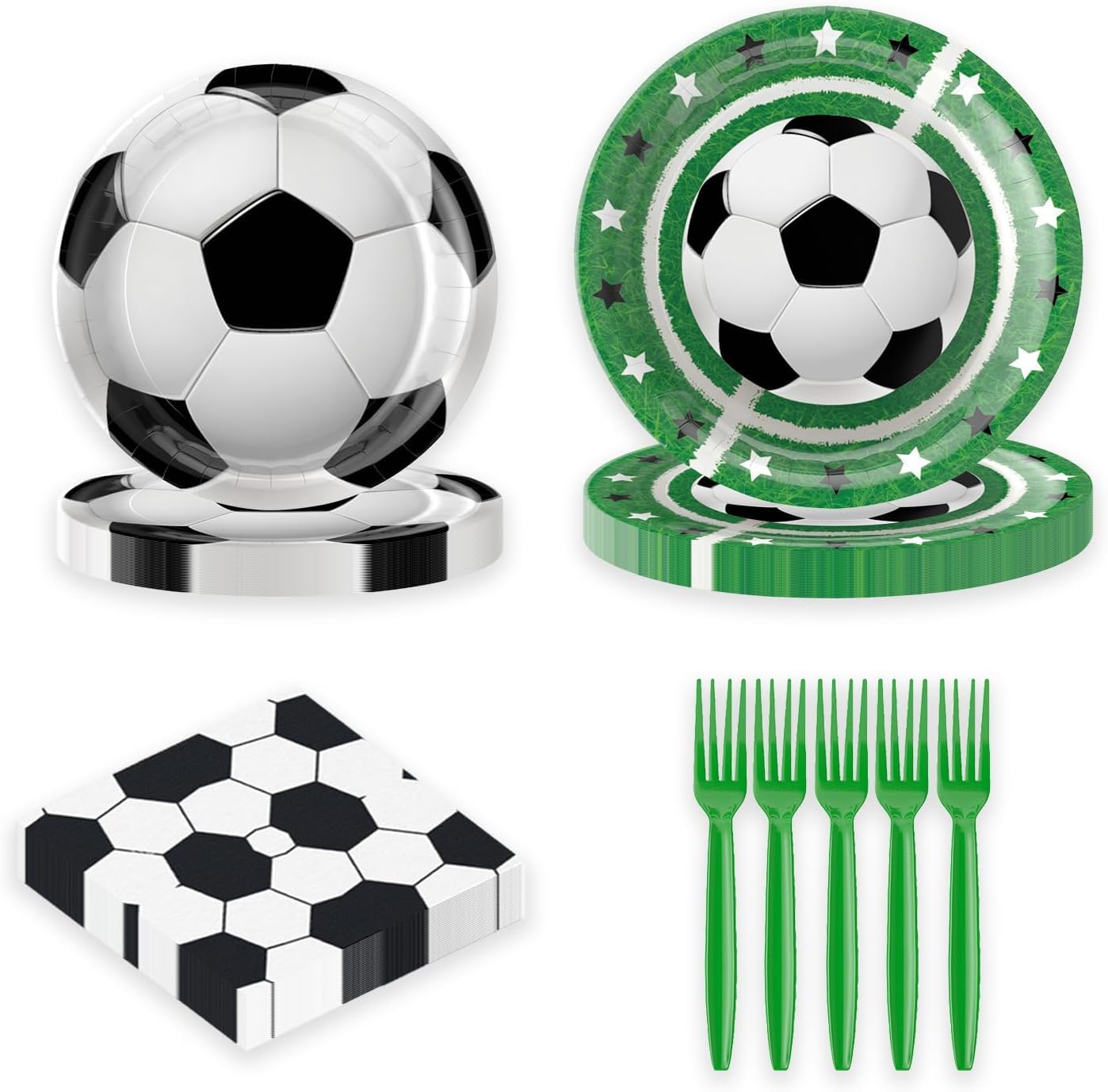 Amazon.com: BOKFJBP 96Pcs Soccer Plates and Napkins Party Supplies ...
