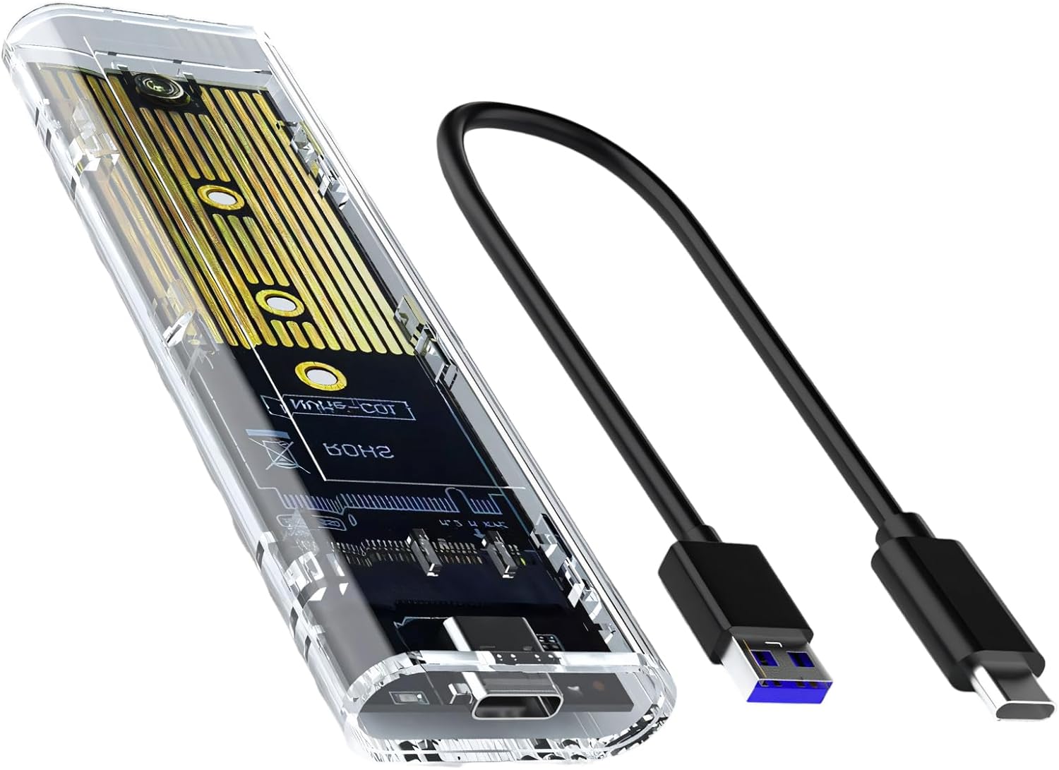 M.2 NVMe SSD Enclosure, Transparent Hard Drive Box, USB 3.1 Gen 2 ...