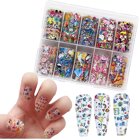 Amazon.com: Cartoon Nail Art Decals Airbrush Cartoon Nail Decals Nail ...