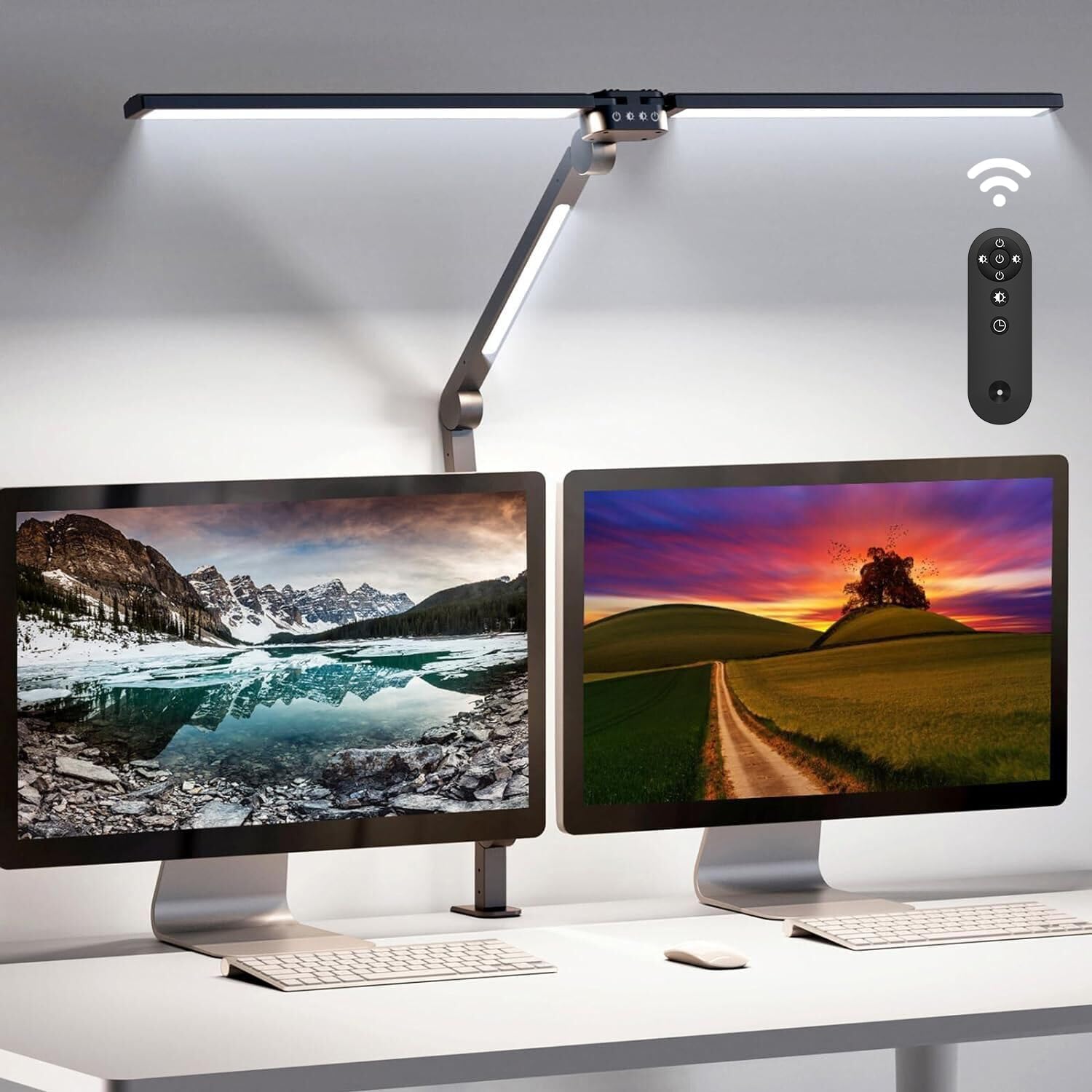 Lithomy LED Desk Lamp, 24W Double Head Desk Light for Study, 4 Color ...